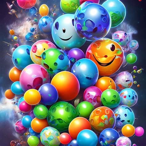 Cheerful Funny Balls Generative Ai Illustration Stock Illustration