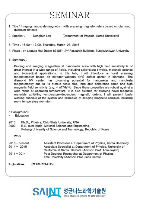 Seminar 1 Title Imaging Nanoscale Magnetism With Scanning