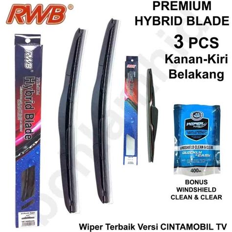 Jual WIPER MOBIL HYBRID RWB Blade CALYA SIGRA 3 Pcs Kn Kr BELAKANG