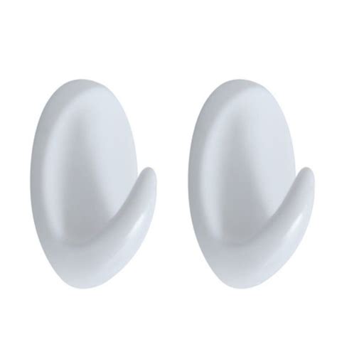 2 Crochets Muraux Pour Serviette MAXIHAKEN OVAL Blanc Spirella Leroy