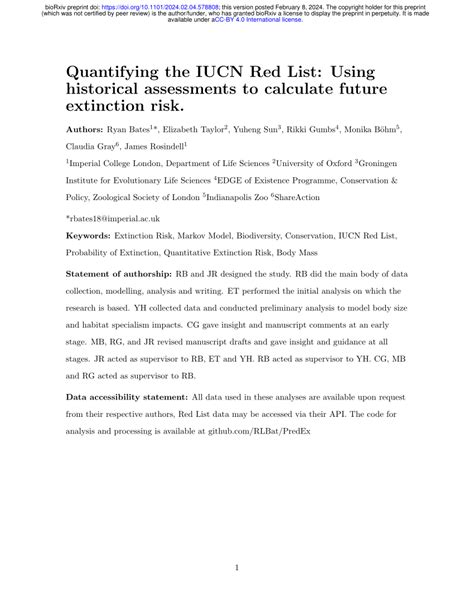 Pdf Quantifying The Iucn Red List Using Historical Assessments To