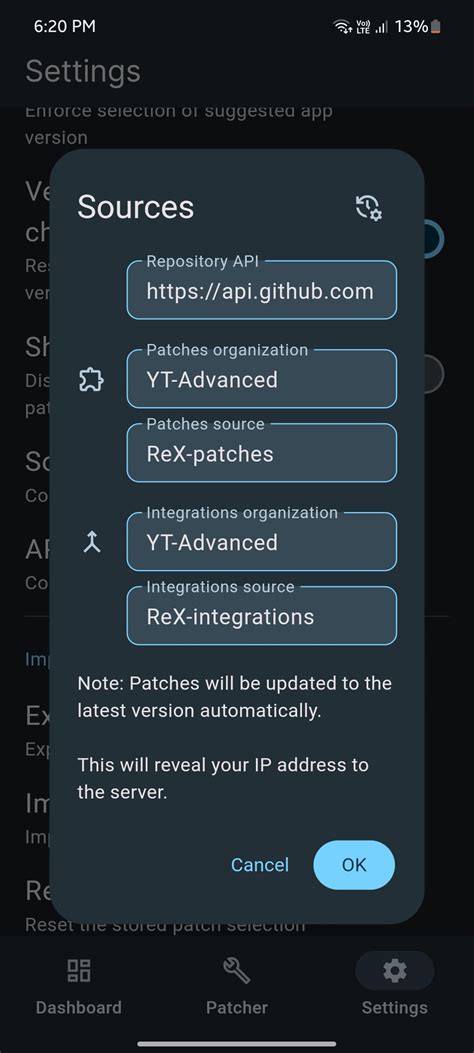 How To Set The Yt Advanced As A Source Of Updated Patches Of Revanced