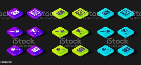 유전자 변형 사과 임상 기록 Dna 연구 검색 보철 손 3d 프린팅 기술 및 엔지니어링 도서 아이콘을 설정합니다 벡터 3차원 형태에 대한 스톡 벡터 아트 및 기타 이미지