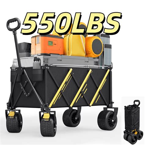 Lnow Collapsible Foldable Wagon 550lbs Large Heavy Duty Utility Cart
