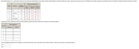 Solved Compute The Price Relatives For The Four Stocks