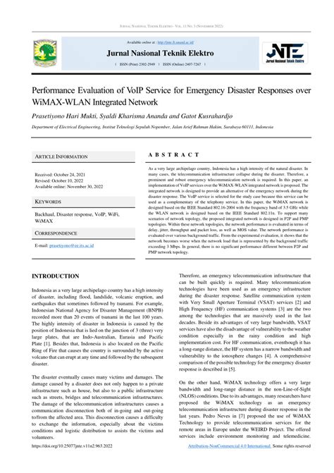 Pdf Performance Evaluation Of Voip Service For Emergency Disaster Responses Over Wimax Wlan