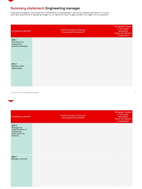 Summary Statement Engineering Manager Pdf Business