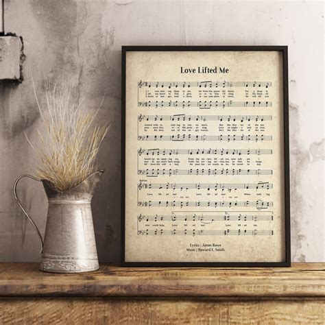 Love Lifted Me Vintage Wall Art Print Church Hymn Religious Poster