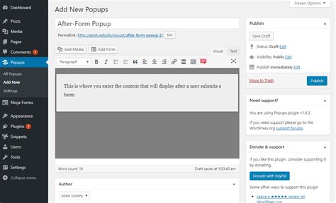 Display Popup After User Submits Form Timersys