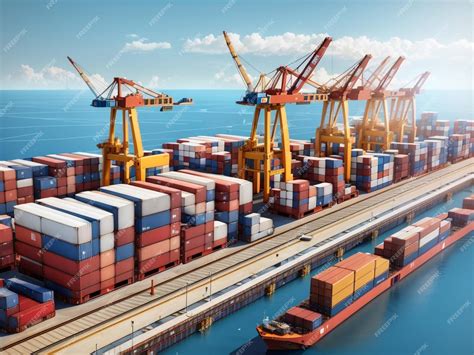 Premium Photo Port Cargo Terminal A Vital Transport Hub With Port Cranes
