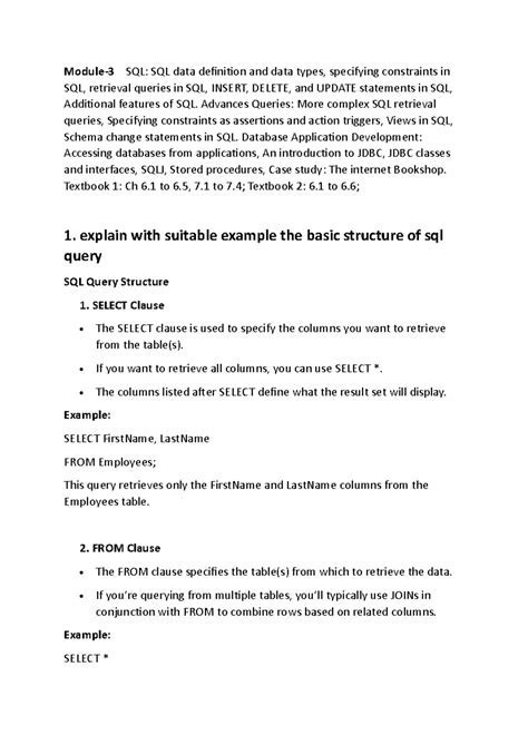 M 3 Dbms Maths Module 3 Sql Sql Data Definition And Data Types
