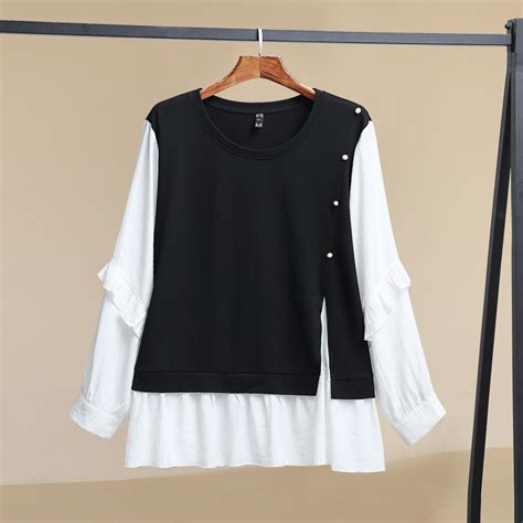 Plus Size Monochrome Layer Long Sleeve Top Extra Big Size Pluspreorder