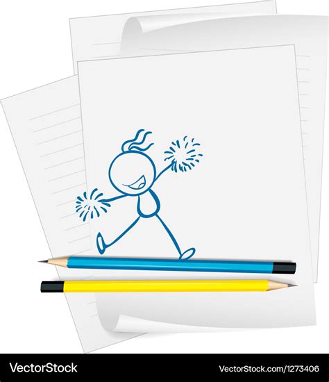 An Empty Paper With A Sketch Of Cheerdancer Vector Image