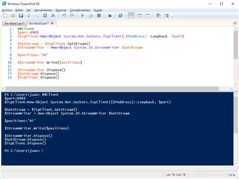 Crear una comunicación entre un cliente en PowerShell de Windows y un servidor en Node js