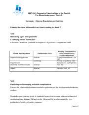 NUR Week Pre Class Assignment Docx NUR Concepts Of Nursing Care Of The Adult I Pre