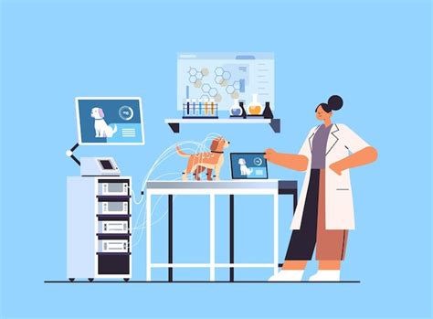 Premium Vector Scientist Or Veterinary Worker Doing Experiments In