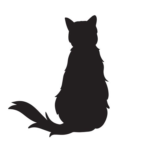 Black Cat Silhouette From Behind Back View With Visible Fur Tail