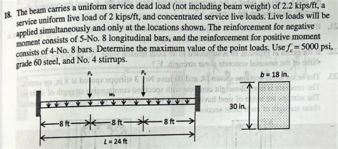 Solved 18 The Beam Carries A Uniform Service Dead Load Not Chegg Com