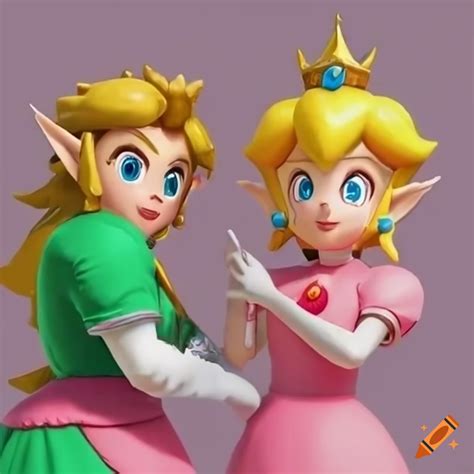 Link And Peach Swapping Outfits In A Cosplay On Craiyon