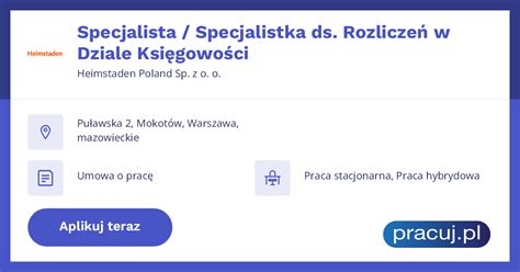 Oferta Pracy Specjalista Specjalistka Ds Rozliczeń W Dziale