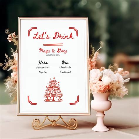 Cocktail Bar Sign Addison Minimalist Illustrative Wedding Style Wedding