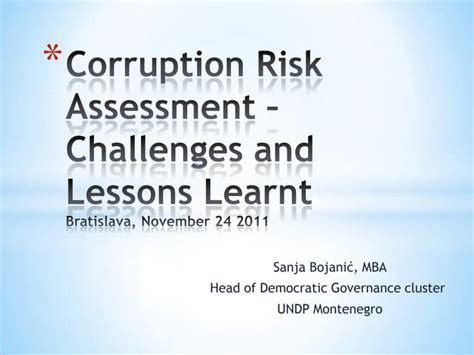 Corruption Risk Assessment Challenges And Lessons Learnt Ppt