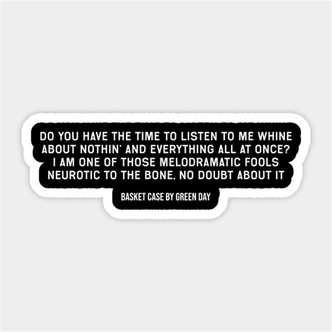 Basket Case Lyrics Pop Punk Sticker Teepublic