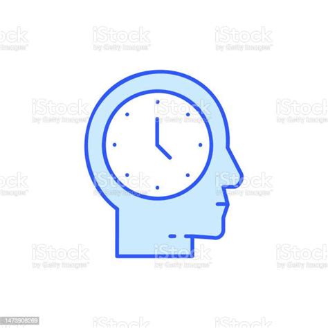 Horloge Avec Tête Icône Linéaire Bleue De Lheure Daffaires Conception