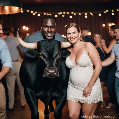 Couple Posing With Black Bull At Party Stable Diffusion Online