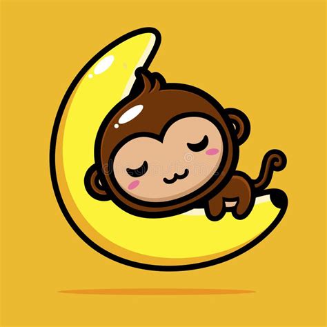 Monos Durmiendo Pegatina De Personaje De Dibujos Animados Ilustración