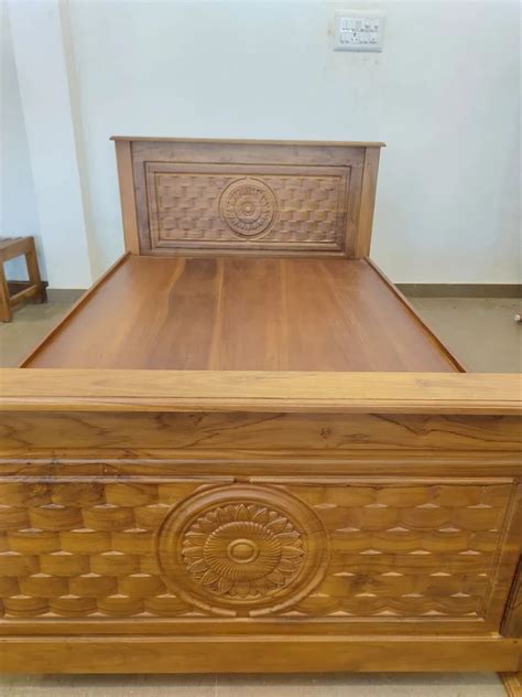 Single Teak Wood A Class Cot Wooden Bedwith Gst Without Storage At