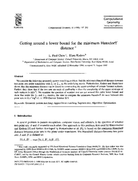 pdf getting around a lower bound for the minimum hausdorff distance