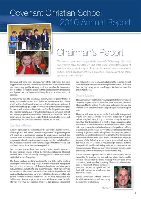 Annual Report 2010 Covenant Christian School Sydney By Covenant