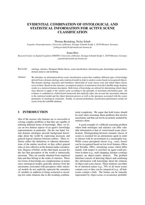 Pdf Evidential Combination Of Ontological And Statistical Information For Active Scene