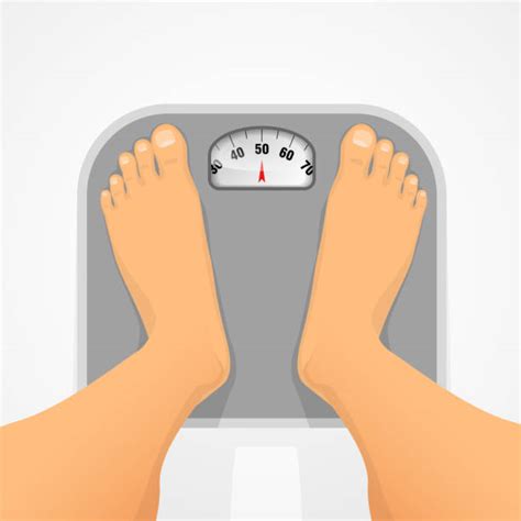 Fat Man Standing Weight Scale Cartoon Illustrations Royalty Free