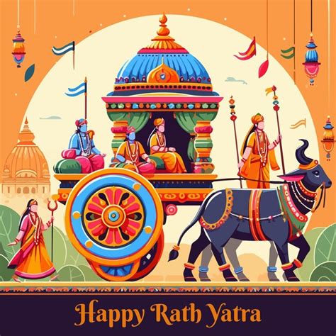 Premium Vector Happy Rath Yatra Greetings Vector With Orange Background