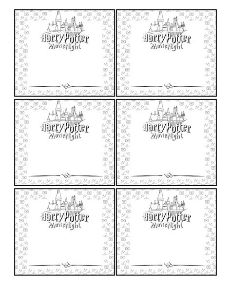 Snack Labels Harry Potter Theme Pdf