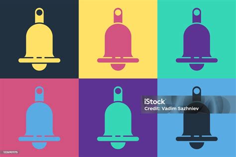 팝 아트 링벨 아이콘 색상 배경에 격리 알람 기호 서비스 벨 핸드 벨 기호 알림 기호입니다 벡터 일러스트레이션 고풍스런에 대한 스톡 벡터 아트 및 기타 이미지 Istock