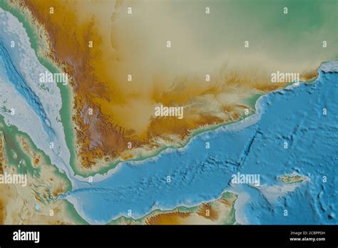 Extended Area Of Yemen Topographic Relief Map D Rendering Stock Photo Alamy