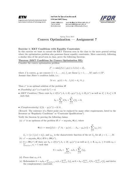 Convex Optimization â Assignment 7 Ifor