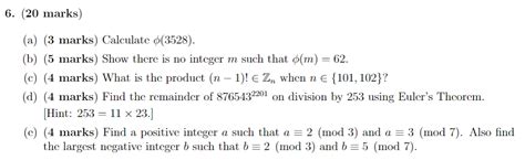 solved 6 20 marks a 3 marks calculate ϕ 3528 b 5