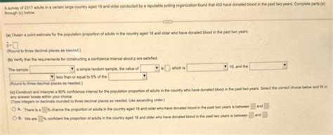 Solved A Survey Of 2317 Adults In A Cetain Large Country
