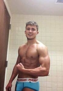Shirtless Male Beefcake Muscular Jock Hunk Flexing In Underwear PHOTO