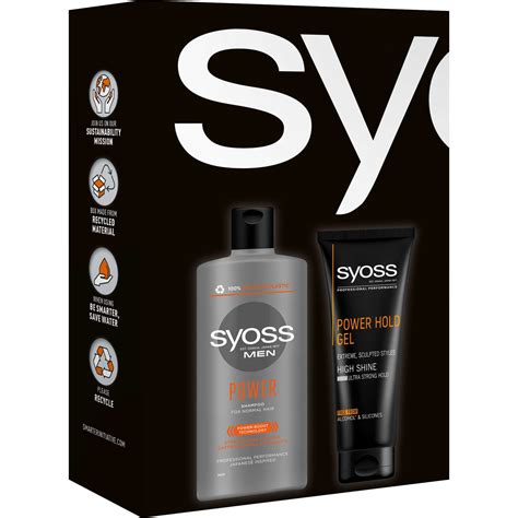 Set Syoss Men Pentru Barbati Sampon Syoss Men Power 400 Ml Gel De Par Syoss Power Hold 200