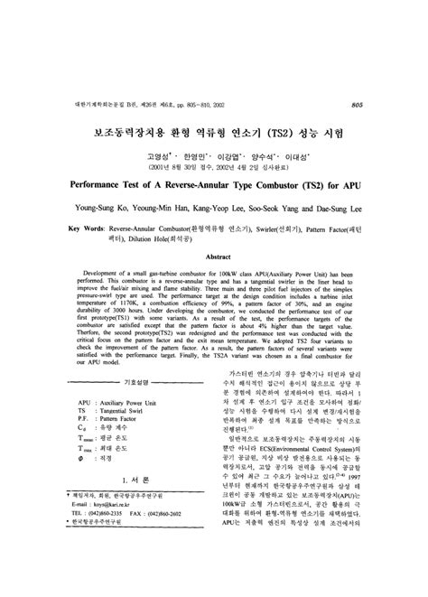 Pdf Performance Test Of A Reverse Annular Type Combustor Ts2 For Apu
