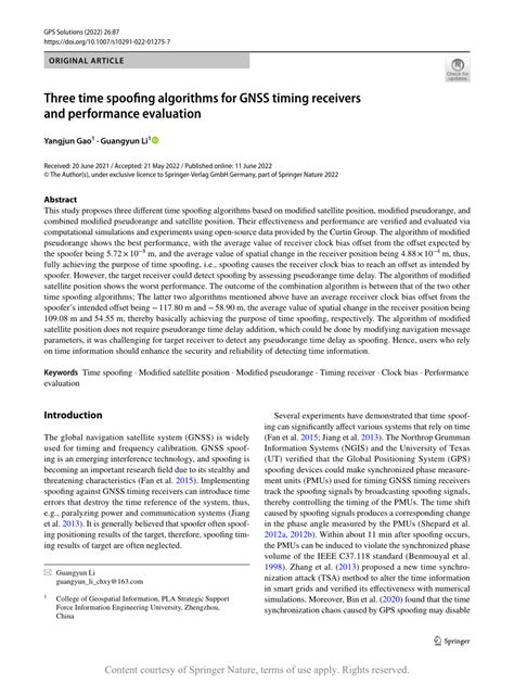 three time spoofing algorithms for gnss timing receivers and