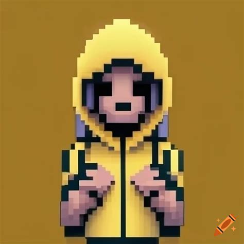 8 Bit Person Wearing A Yellow Hoodie