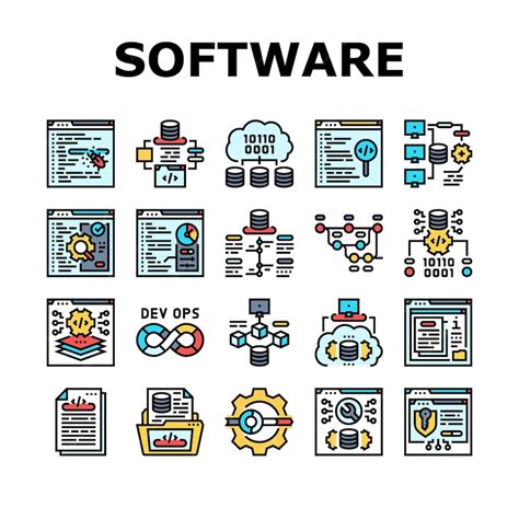 premium vector software engineer computer code icons set vector