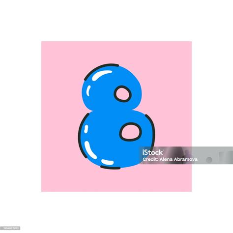 여덟 번째 8 달력 날짜 숫자는 밝고 광택 있는 다채로운 풍선 모양입니다 비정상적 으로 증가 벡터 광택 장식 숫자 파티 생일 3차원 형태에 대한 스톡 벡터 아트 및 기타