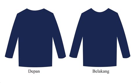 Desain Kaos Polos Lengan Panjang Depan Belakang Warna Putih Biru